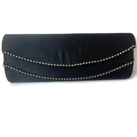 Vintage | Bags | New Evening Dinner Bag Party Clutch Purse Black Satin ...